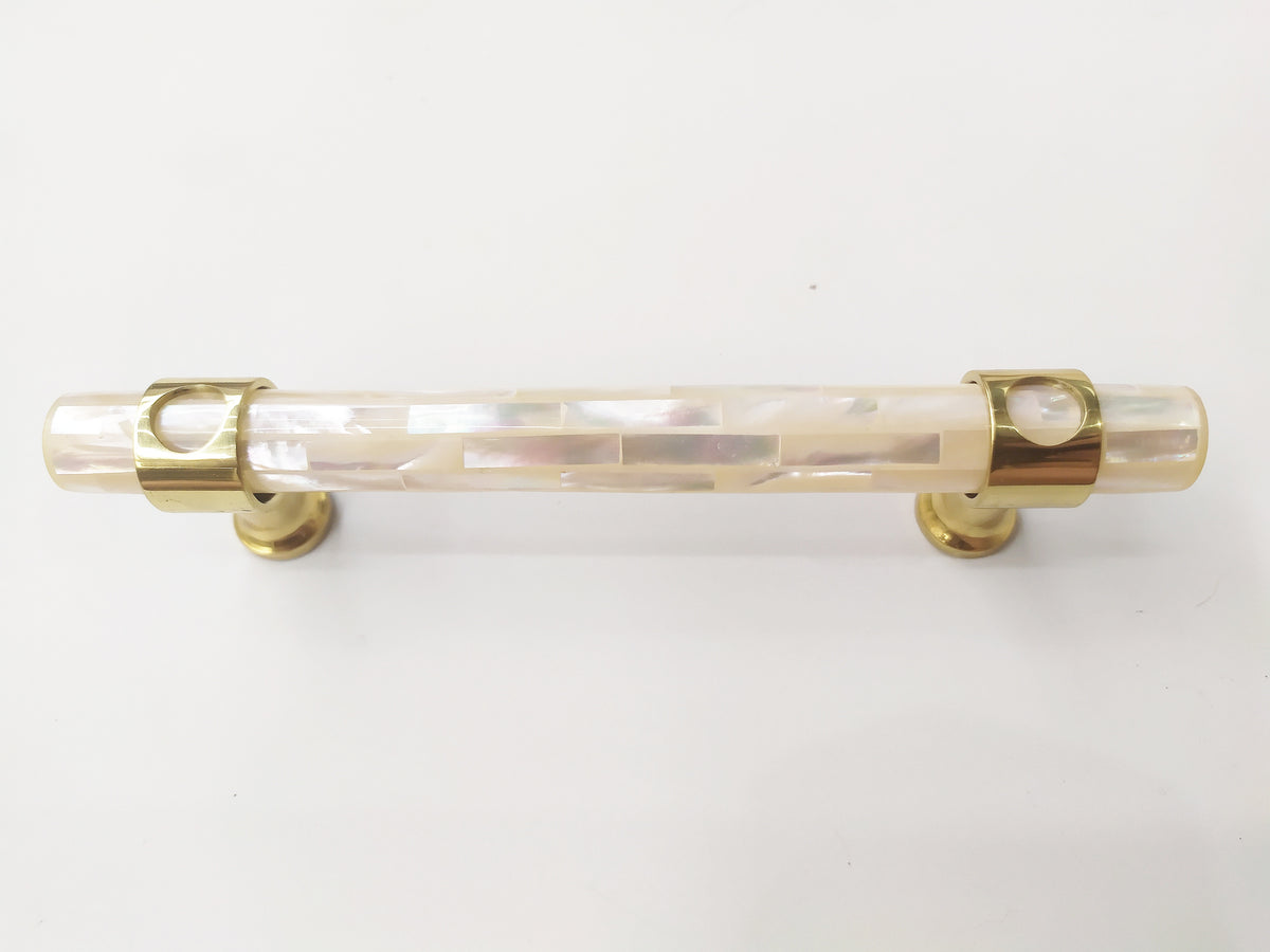 Inlaid Mother of Pearl Long Tube Pull - Pearl Cabinet Handle
